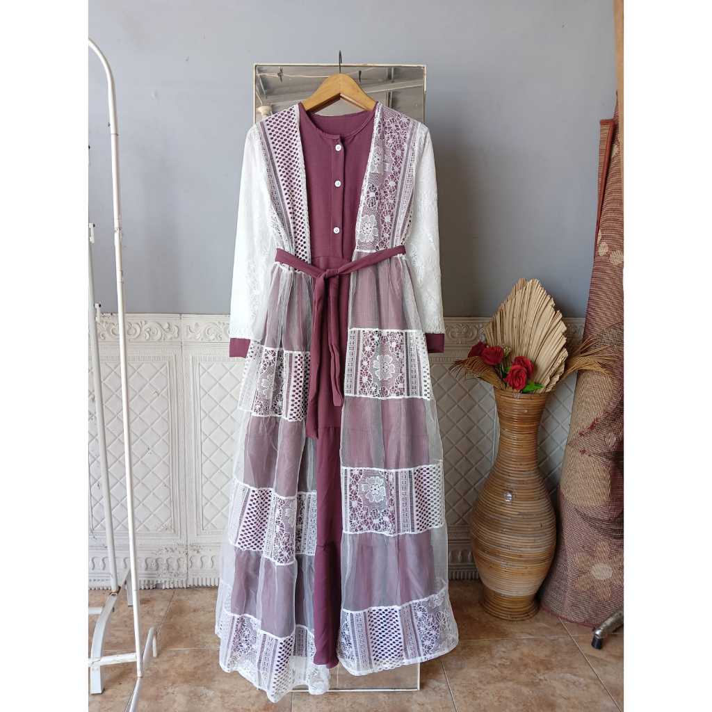 Jual GAMIS DEWISAN 2IN1 LONG OUTER BURKAT MIXX CRINKLE /COD/GAMIS ...