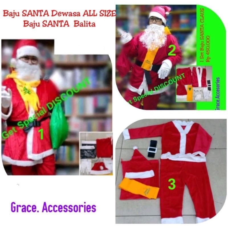 Jual (PREMIUM) Baju kostum Santa Claus Klaus sinterklas tebal 1 set ...