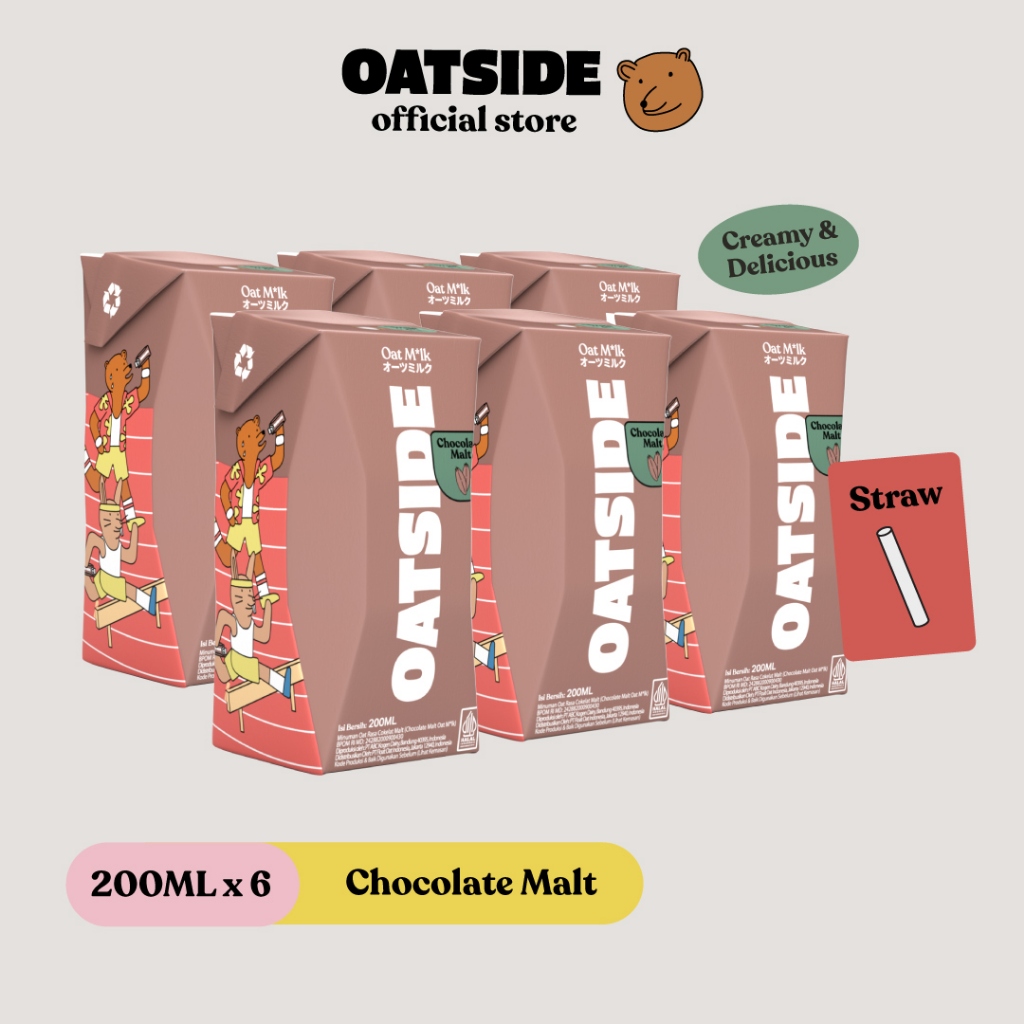 Jual OATSIDE Mini Straw Oat Milk Chocolate Malt 200ml (6pcs) (Kemasan dengan Sedotan) | Shopee ...