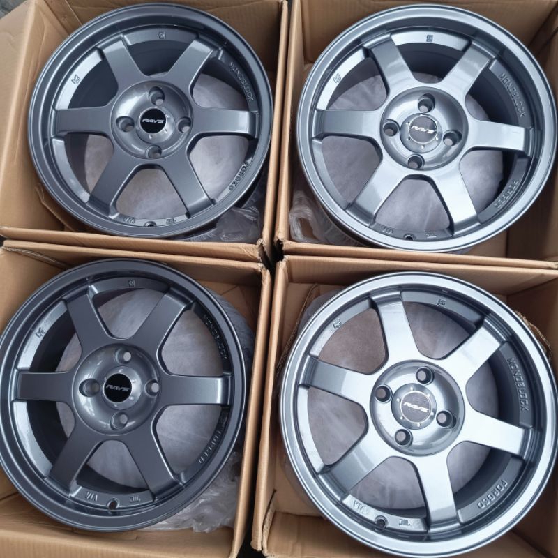 Jual 4 Velg R15 PCD 100 Volks rays TE 37 Abu metal gun Lebar 6,5 ET 40 ...