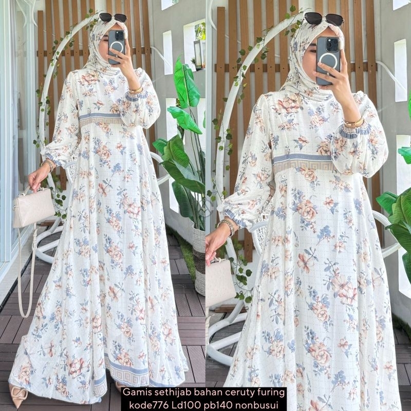 Jual Gamis Sethijab Kode 776 Motif Bunga Basic Motif Kotak Kotak 2 ...