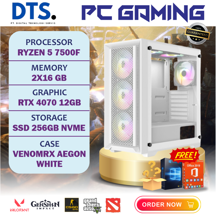 Jual PC Gaming | Ryzen 5 7500F | RTX 4060 8GB | 32GB DDR5 | 256GB NVME | Shopee Indonesia