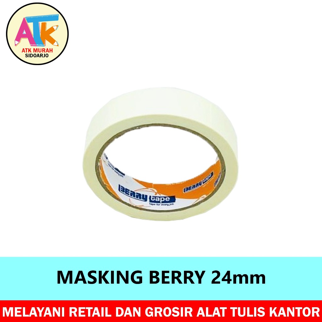 Jual ISOLASI KERTAS / MASKING BERRY 24mm | Shopee Indonesia