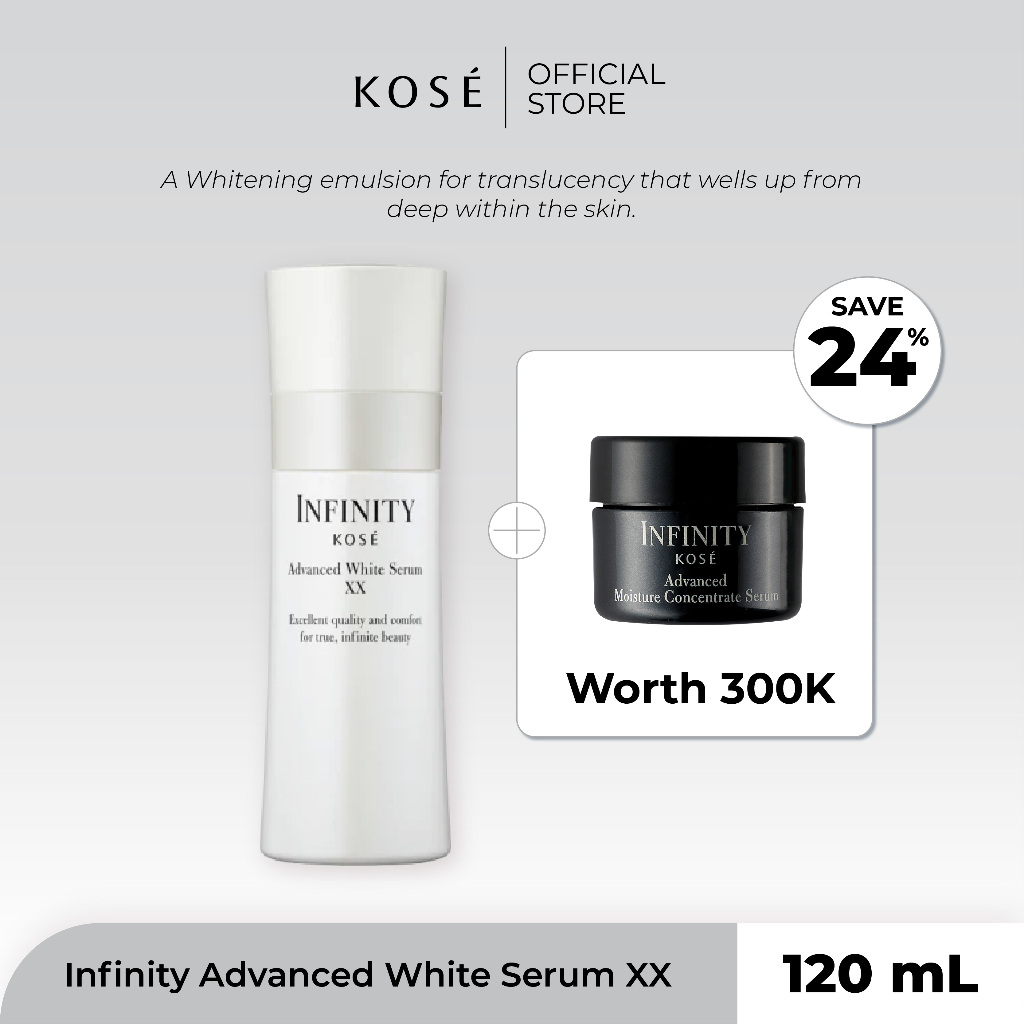Jual KOSE Infinity Advanced White Serum XX - 120ml + FREE Adv Moist Conc Serum 10gr | Shopee ...