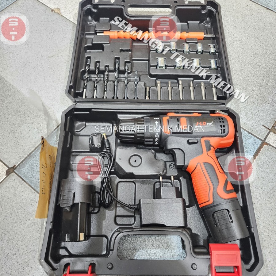 Jual MESIN BOR OBENG BATERAI CORDLESS DRILL BESI KAYU 10MM 12V SET JLD ...
