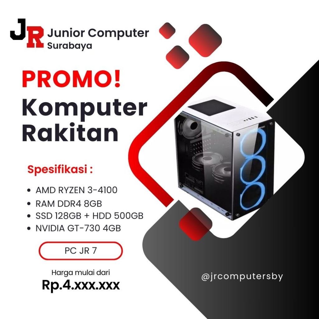 Jual PC RAKITAN JR 7 | AMD RYZEN 3-4100 | 8GB SSD 128GB + HDD 500GB | VGA GT-730 4GB | NEW ...