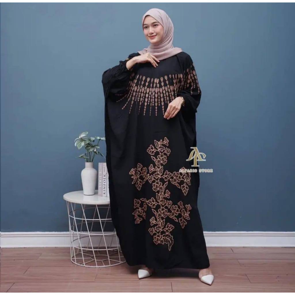 Jual Kaftan Polos Bandung Lumajang Simple Rayon Premium Warna Hitam ...