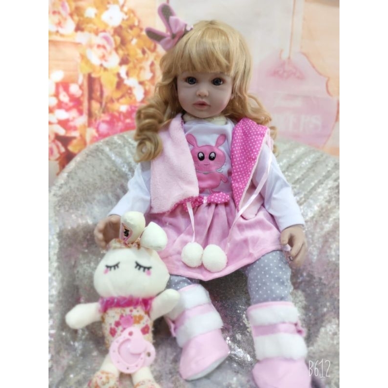Jual Boneka Reborn 60 cm Original Premium Dress Rambut Curly | Shopee ...
