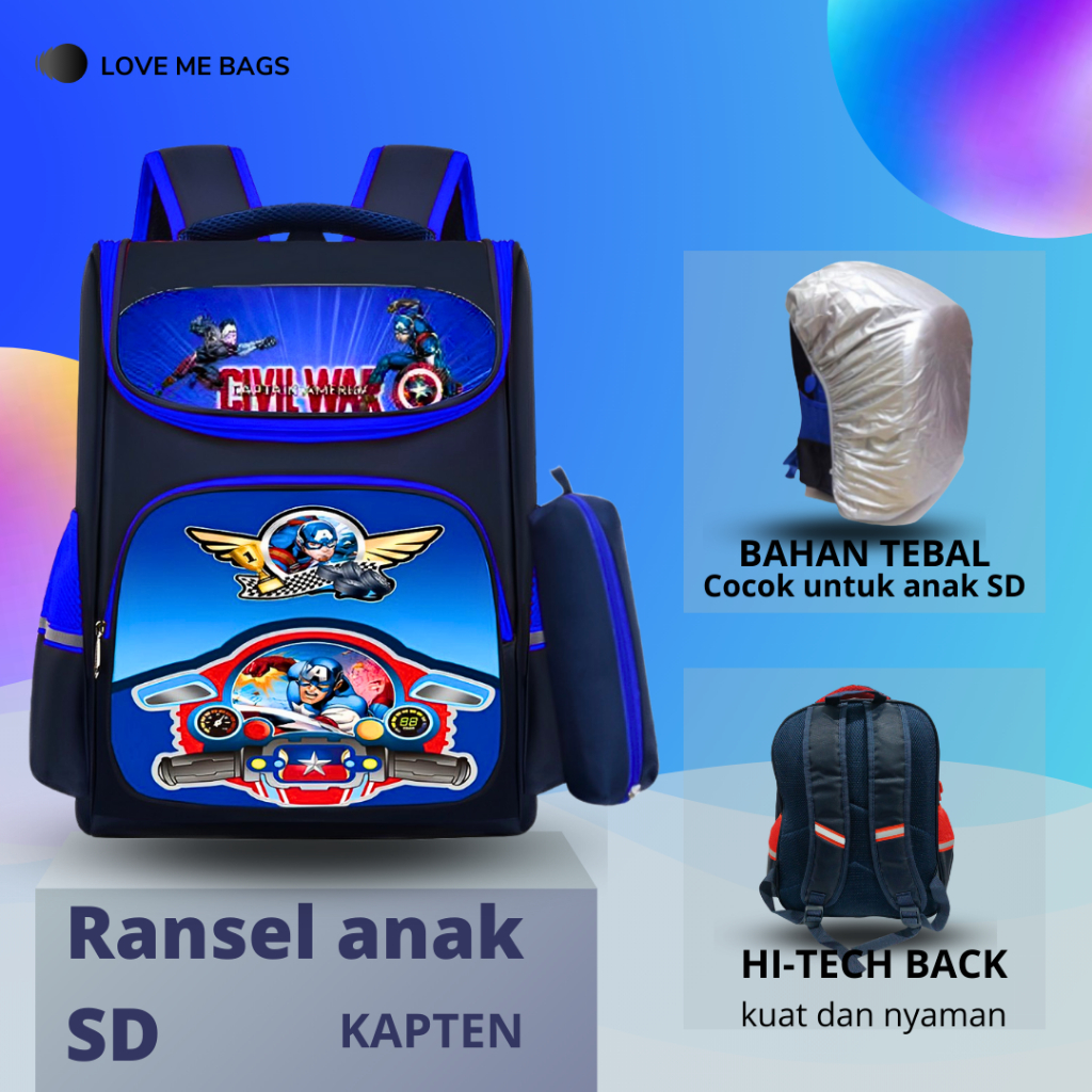 Jual LMB Tas Anak Sekolah Laki Laki SD Import Bahan Nilon Premium Karakter Superhero Timbul 6D ...