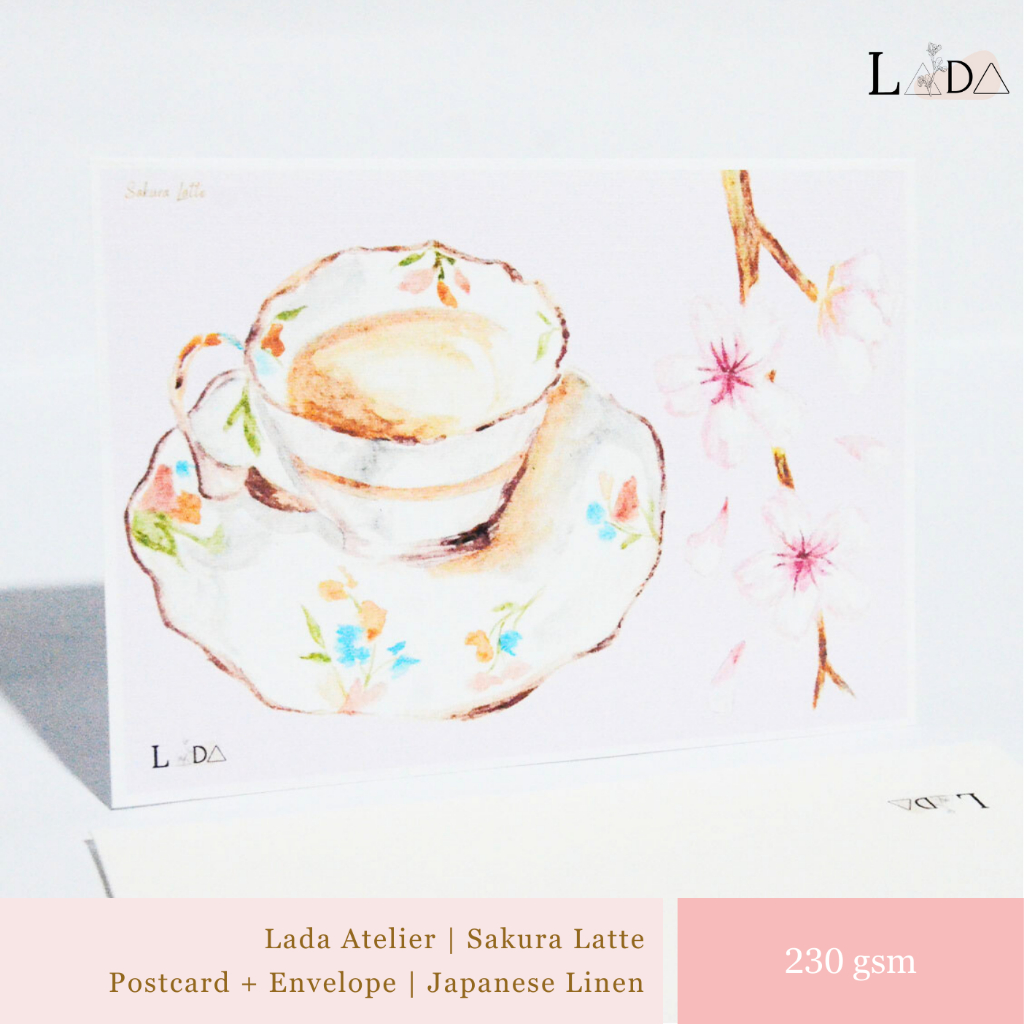Jual LADA ATELIER | Sakura Latte Postcard | Japanese Linen 230 gsm | Shopee Indonesia