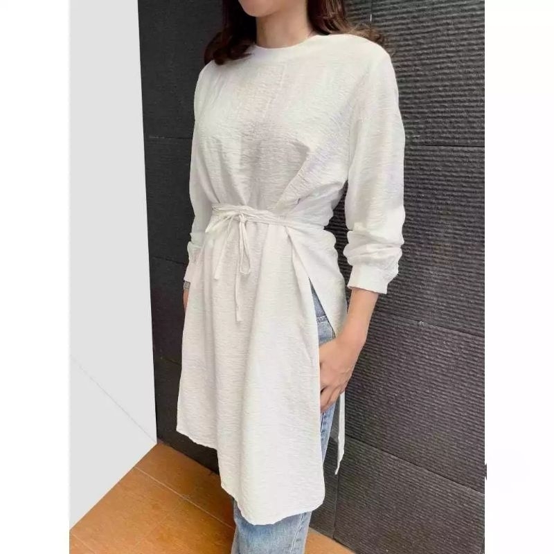 Jual Tunik Polo Linen - Atasan Muslim TASYA - Tunik Tali Premium ...