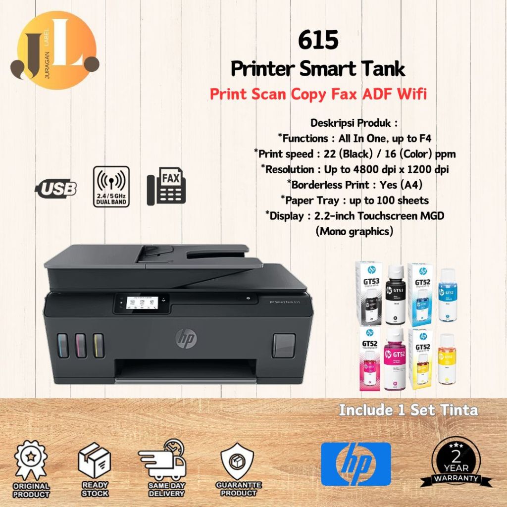 Jual Printer HP Smart Tank 615 All In One A4 ADF Fax WIFI Garansi Resmi ...