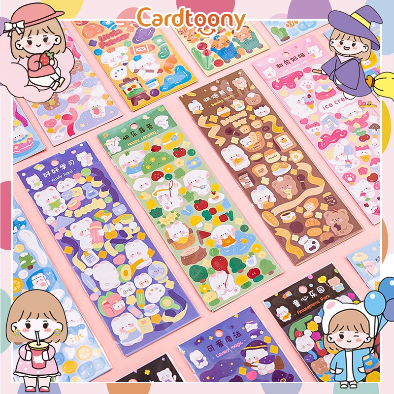 Jual Stiker Aesthetic Lucu Imut Girls Rabbit Bear sticker waterproof ...