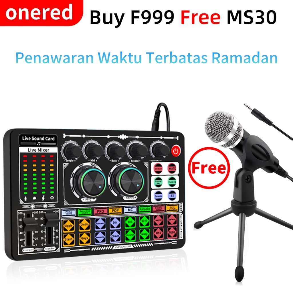 Jual Onered F999 Sound Card Mixer Bluetooth Audio USB External ...