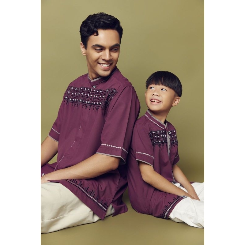 Jual AL-ACHWAN GHUZ BURGUNDY MAROON BAJU KOKO COUPLE AYAH & ANAK ...