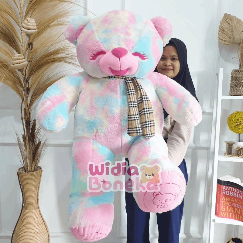 Jual Boneka Bear Smile Eyes Bordir Rainbow 1,1 Meter | Shopee Indonesia