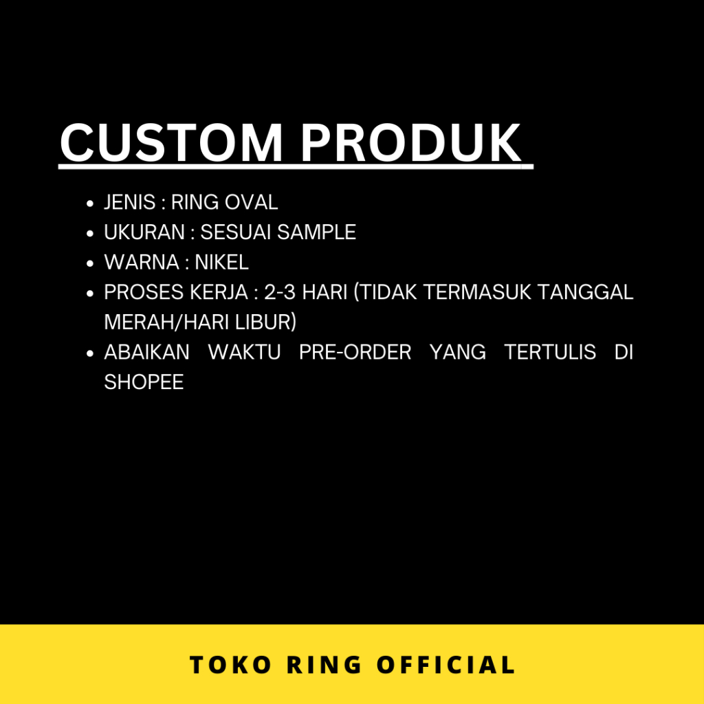 Jual CUSTOM PRODUCT - RING OVAL (SESUAI SAMPLE) | Shopee Indonesia
