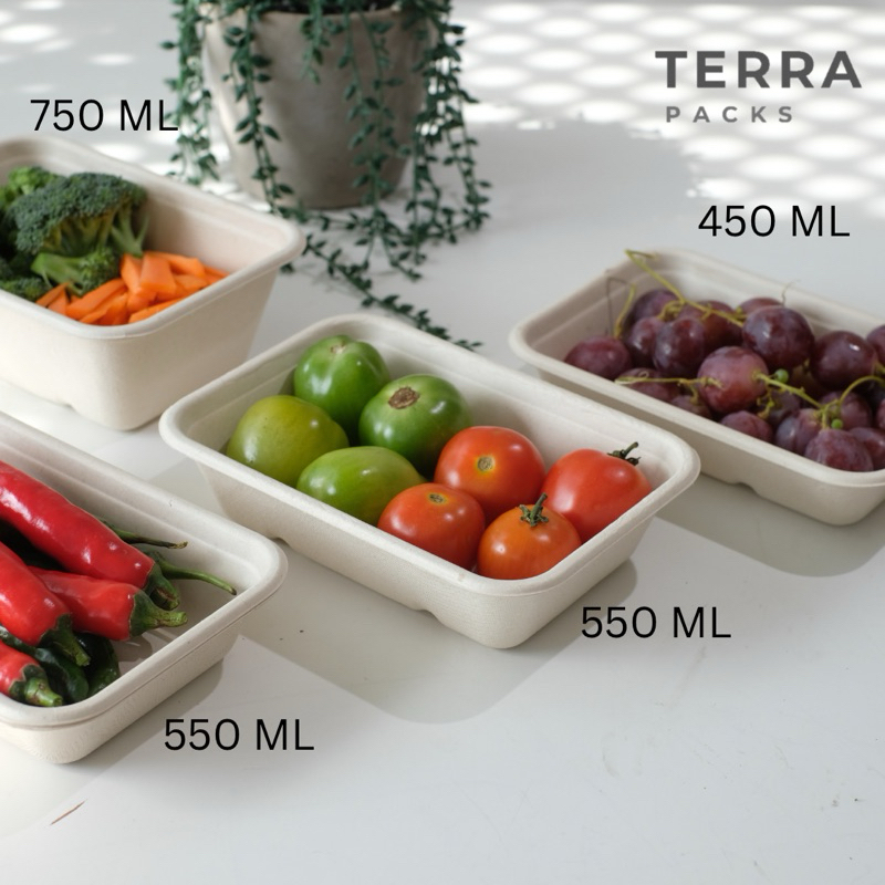 Jual Bagasse Box Rectangle 550 ML Food Lunch Container Box Kotak Tempat ...