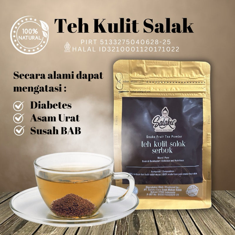 Jual SALAKU Teh Kulit Salak Serbuk Herbal Siap Seduh 100 gram | Shopee ...