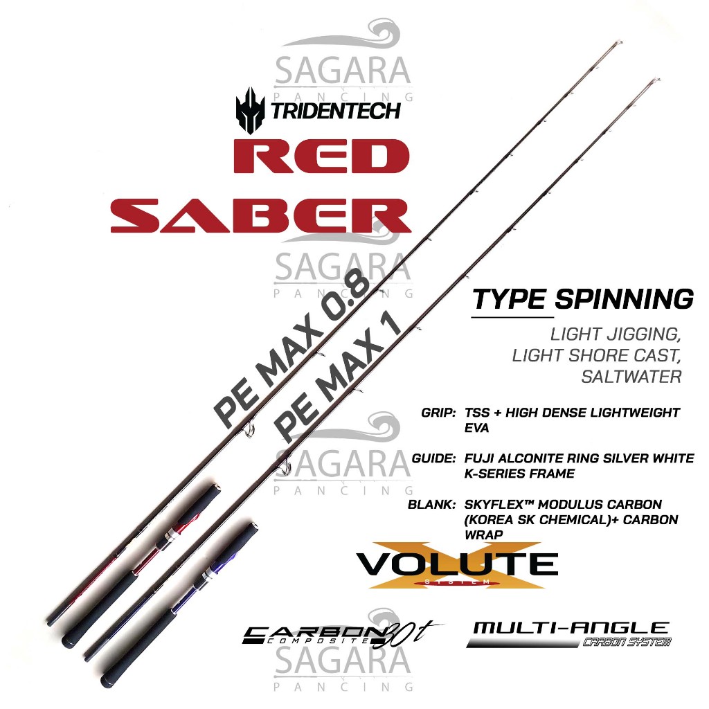 Jual Joran Tridentech Red Saber Joran Jigging Joran Casting Ring Sudah Fuji | Shopee Indonesia