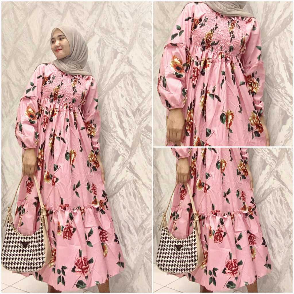 Jual Long Dress Diora Creamy Smocked | Shopee Indonesia