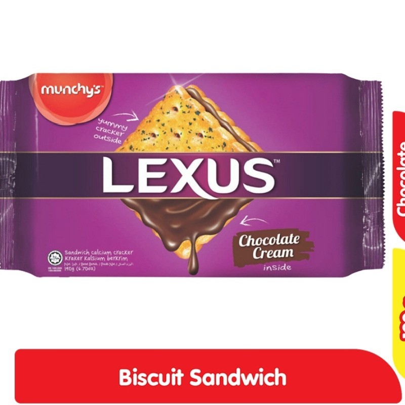 Jual munchy's Lexus Biskuit Sandwich Chocolate Cream 190 g | Shopee ...