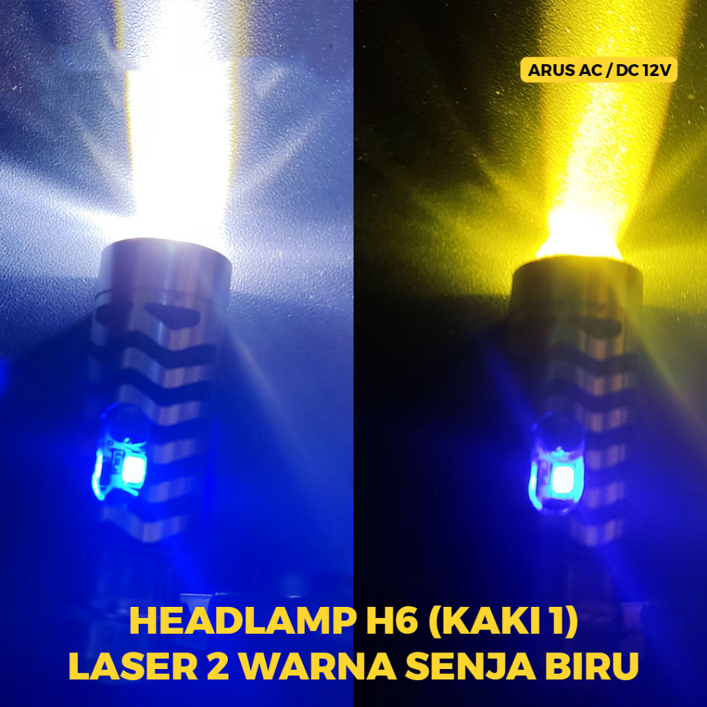 Jual Lampu Utama Led H6 Laser + Senja Biru - Lampu Depan Tipe Laser Dekat Putih Jauh Kuning ...