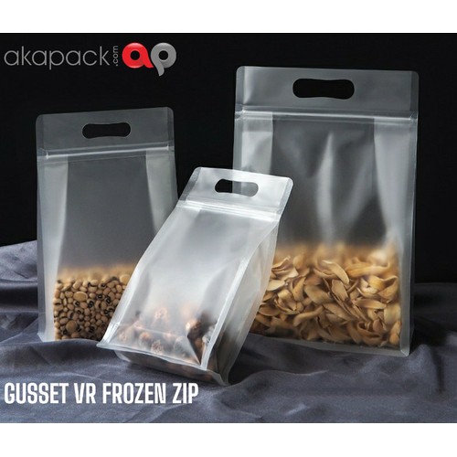 Jual Standing Pouch Gusset Flat Bottom Vertikal Bening Frozen Zipper ...