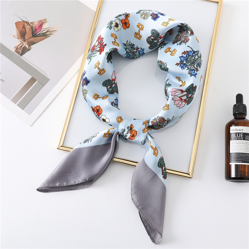 Jual Syal satin silk "70x70"cm Motiif Bunga Dan Tanaman Cantik Dan ...