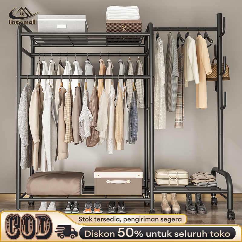 Jual Rak Gantungan Baju Serbaguna Stand Hanger Portable Gantungan Baju ...