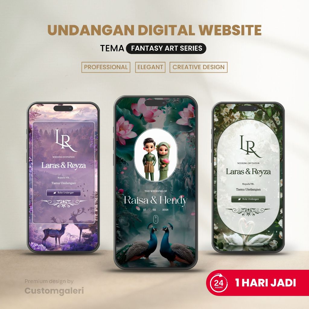 Jual Undangan Digital Website Pernikahan Premium dan Elegant | Tema Art ...