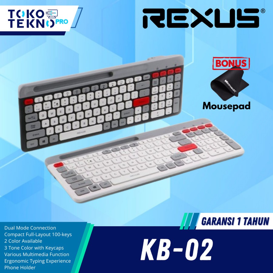 Jual Rexus KB02 / KB-02 Keyboard Dual Connection Mosaic | Shopee Indonesia