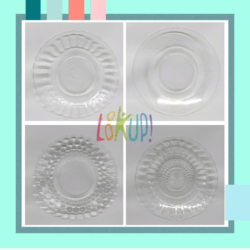 Jual Piring Makan Kaca / Piring Bening Motif Tebal Diameter 22cm ...
