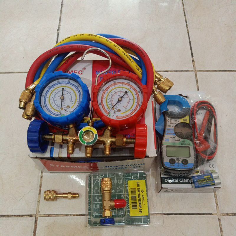 Jual paket isi refrigerant multi fungsi manifold double glass bisa R22,R32/R410 | Shopee Indonesia