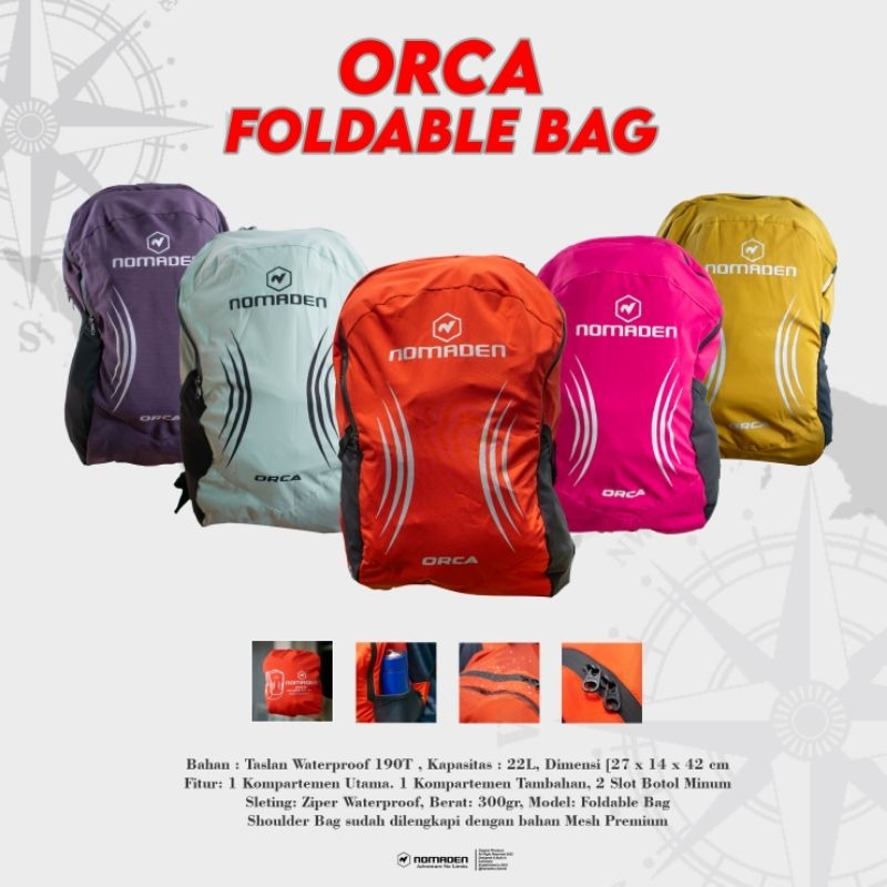 Jual Foldable Bag - Tas Lipat Tas Ransel Nomaden Orca Series 22L ...