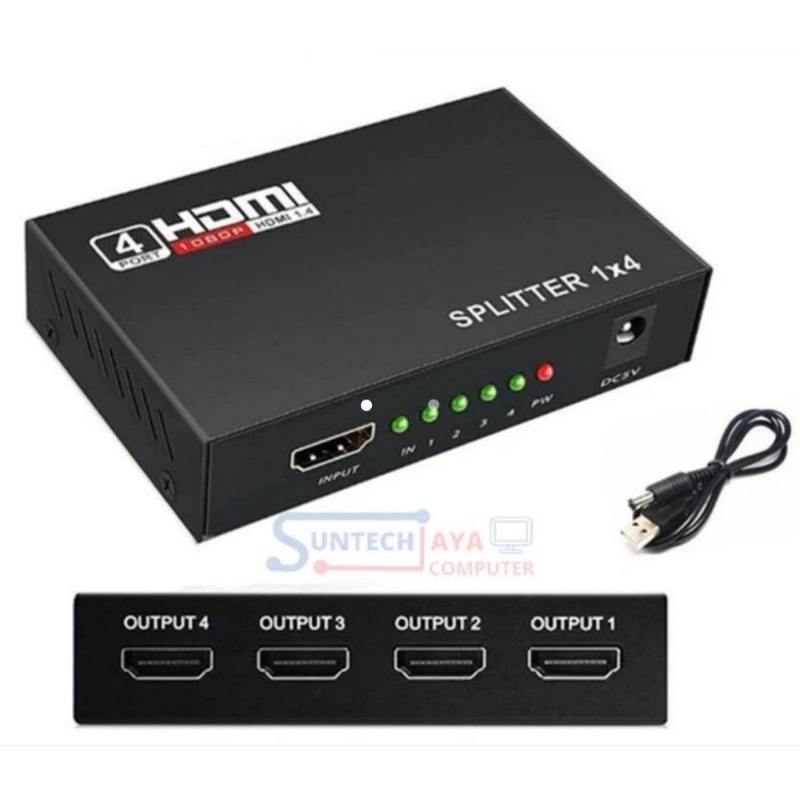 Jual HDMI Splitter 4 Port / HDMI Spiliter 1 - 4 Full HD | Shopee Indonesia