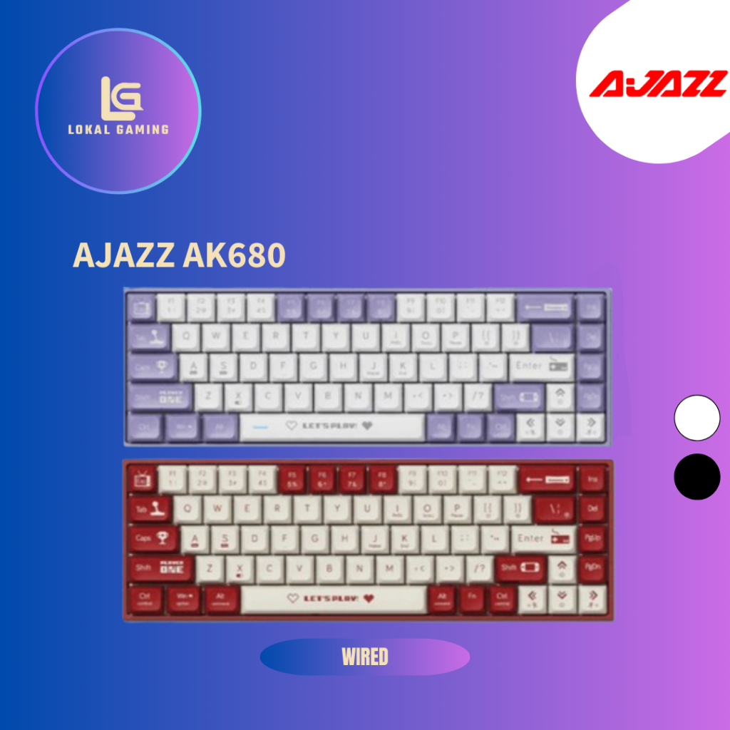 Jual Ajazz AK680 / AK-680 Dual Tone 65% Mechanical Keyboard Wired ...