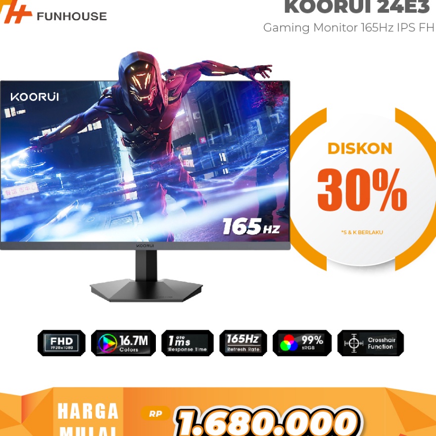 Jual Belanja Ceria KOORUI 24E3 24 inch FHD GAMING MONITOR 165Hz 1ms GTG ...
