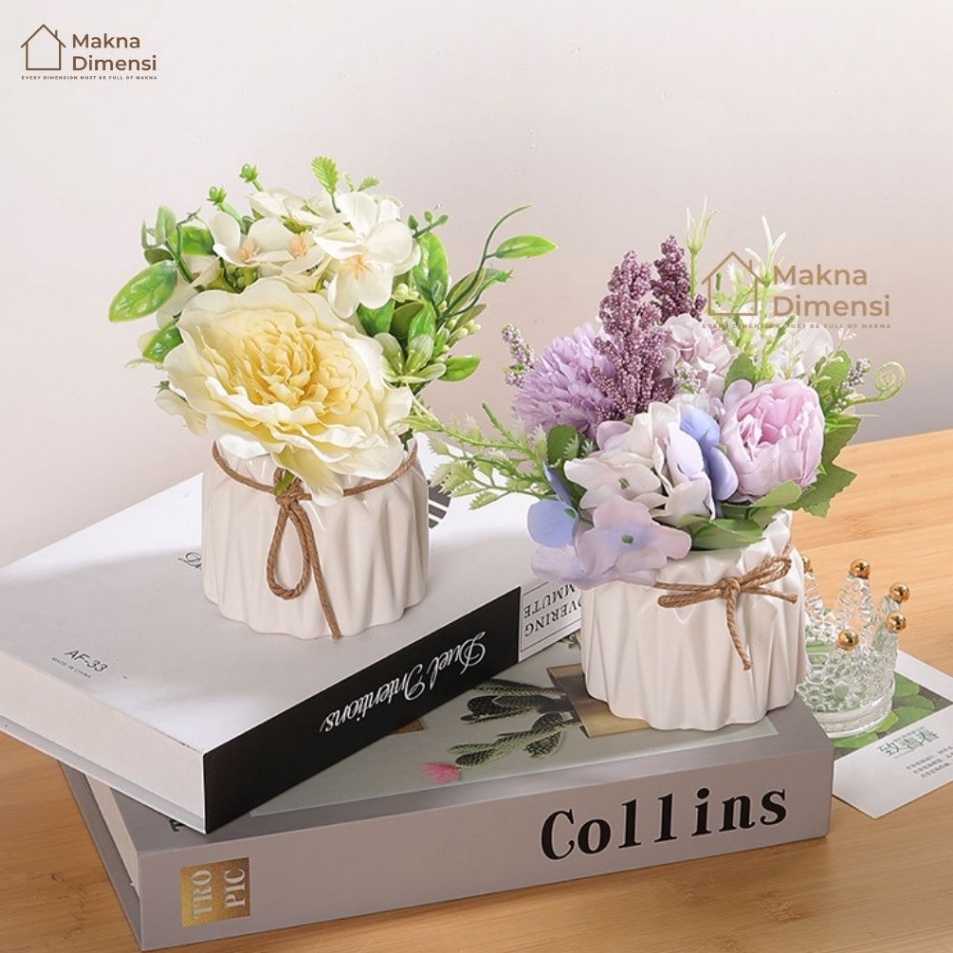 Jual Pasti Irit 1 set vas bunga keramik artificial aesthetic hiasan meja dekorasi ruangan makna ...