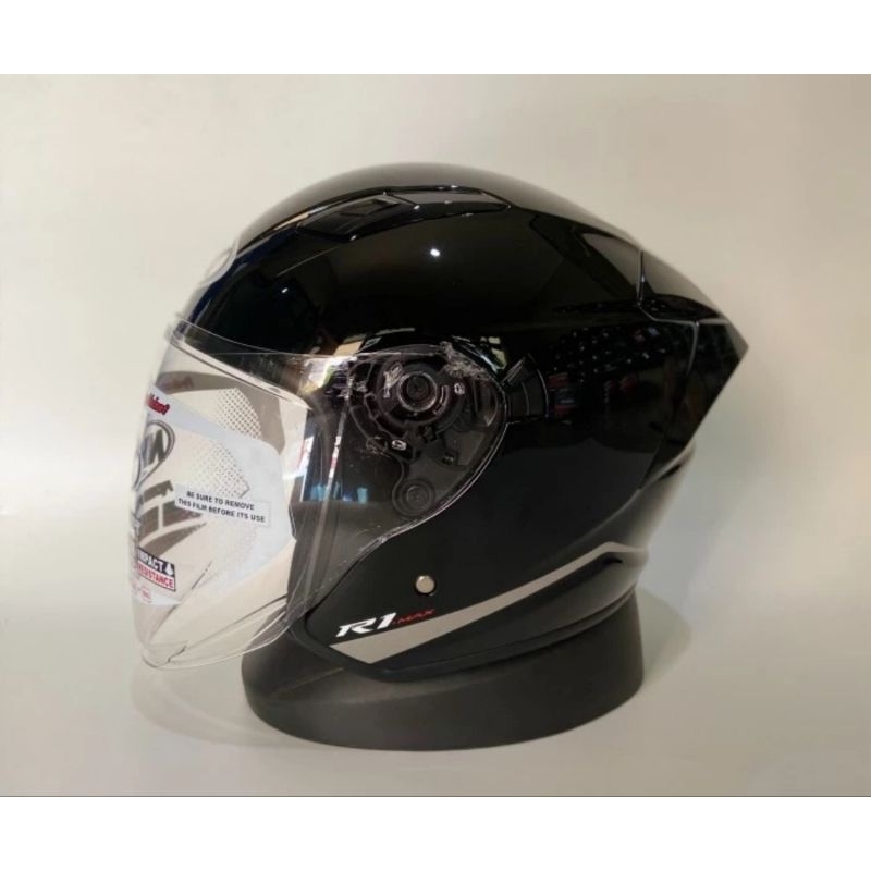 Jual NHK R1 MAX BLACK GLOSSY ORIGINAL | DOUBLE VISOR | Helm Half Face ...