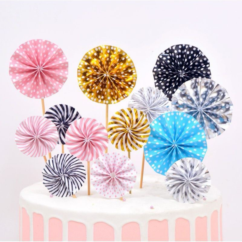 Jual CAKE TOPPER KERTAS KIPAS BIRU EMAS / TOPPER PAPER FAN DEKORASI KUE ...