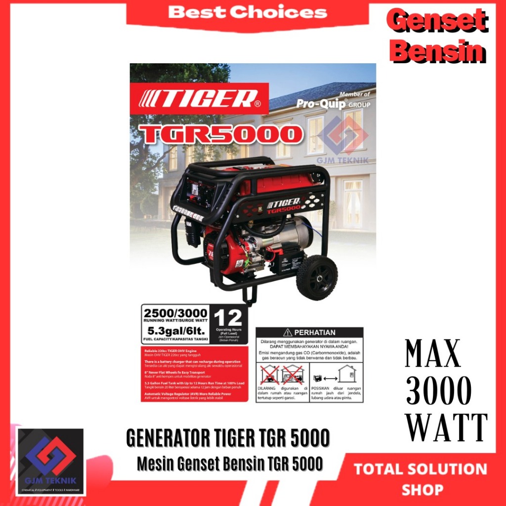 Jual TIGER Genset Generator Bensin TGR 5000 3000 WATT Gasoline Starter ...