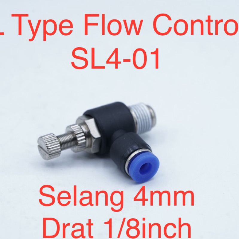 Jual SL4-01 Elbow Fitting L Flow Control Speed Valve Selang 4mm Drat 1/8inch Slip Lock Pneumatic ...