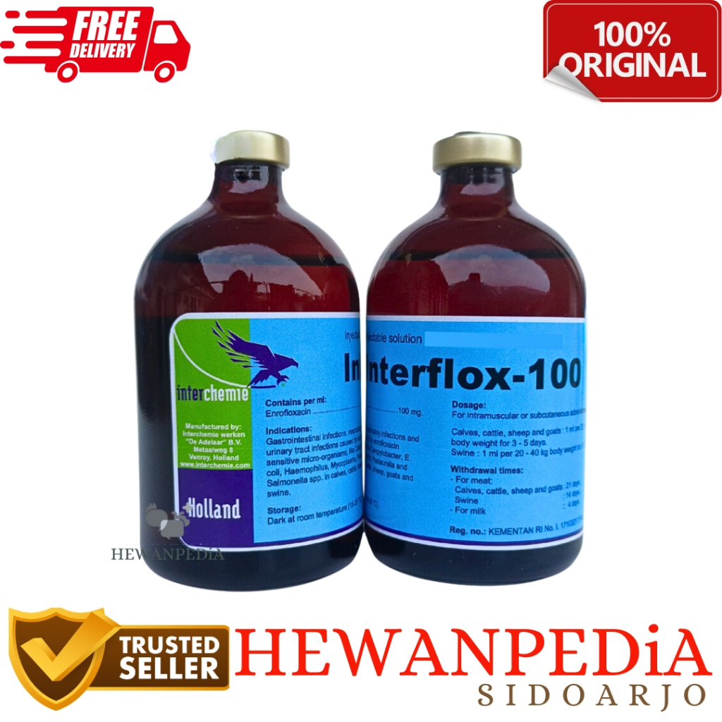 Jual INTERFLOX 100 ml Injeksi Hewanpedia - Enrofloxacin Hewan ...