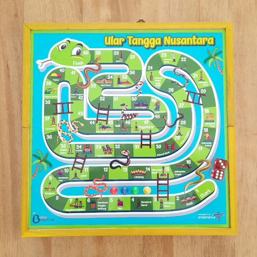 Jual Ular Tangga Nusantara Indonesia Papan kayu lipat Boardgame Mainan ...