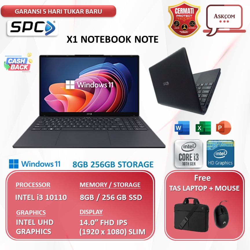 Jual Laptop SPC NoteBook X1 Note Intel Core i3 10110 16GB 1TB SSD 14.0 ...