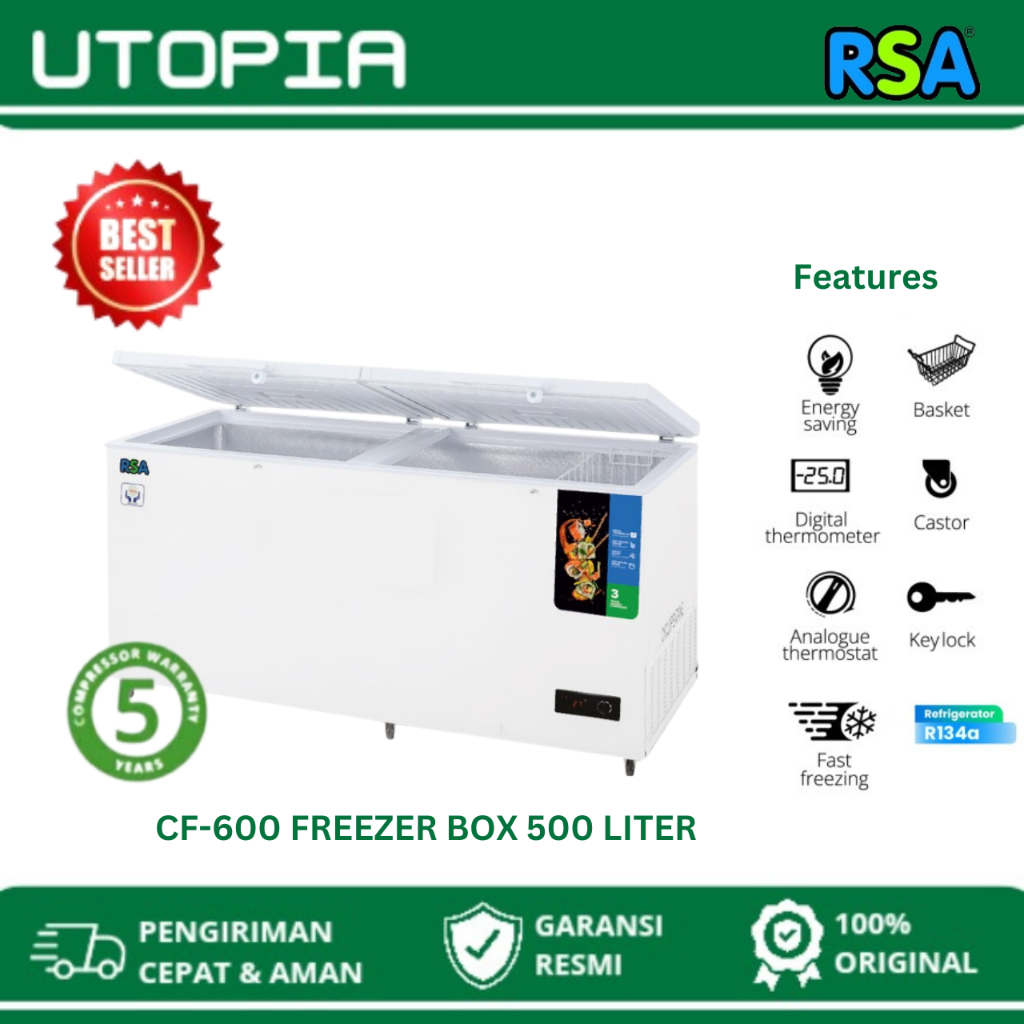 Jual RSA CHEST FREEZER CF-600H / CF600 / CF 600 , 500 L | Shopee Indonesia