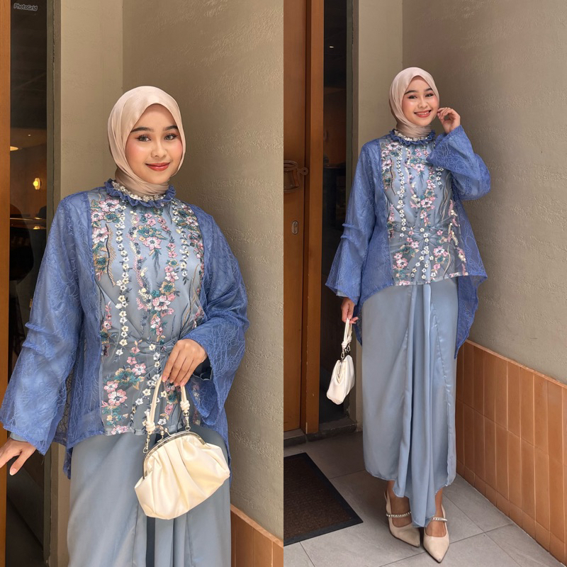 Jual AZZURA OUTER | TUNIC BRUKAT | OUTER TILE GARDEN | OUTFIT WISUDA ...