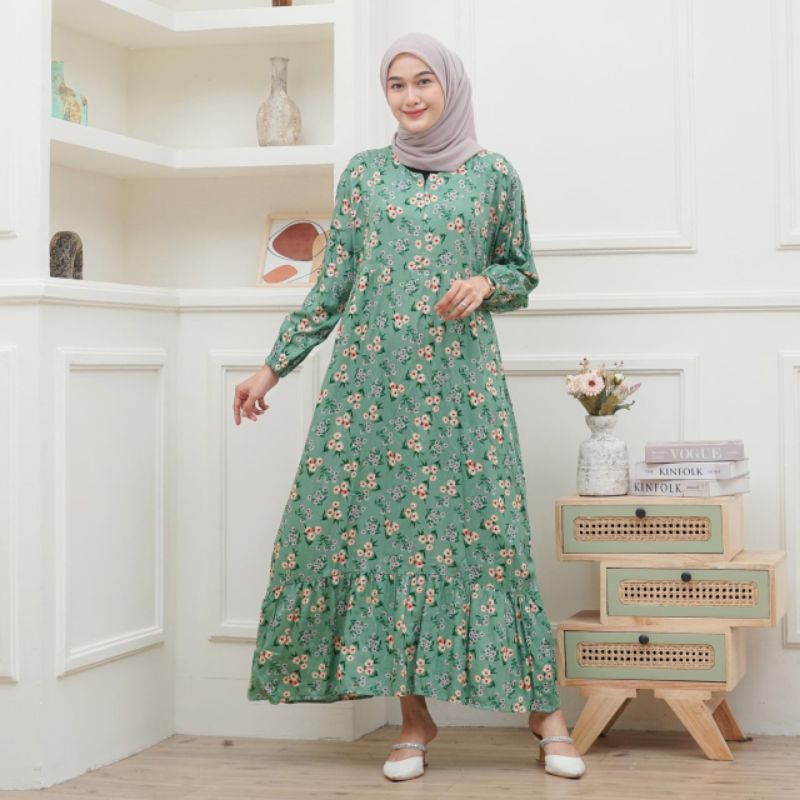 Jual Gamis Jumbo Lengan Panjang Busui Frendly motif bunga-bunga ...