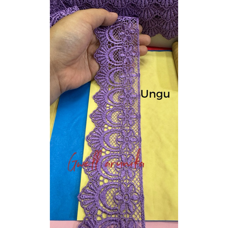 Jual RENDA GYPER MOTIF “OWL “ANEKA WARNA, BENANG PADAT, GLOSY, CUTTING ...